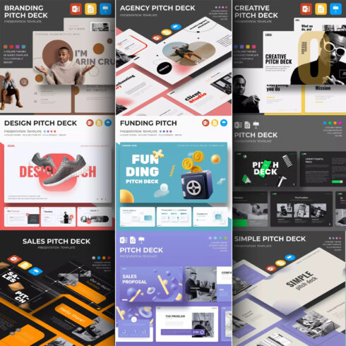 Colossal Pitch Deck Presentations Bundle: 500 Slides, PPTX, KEY, Google ...