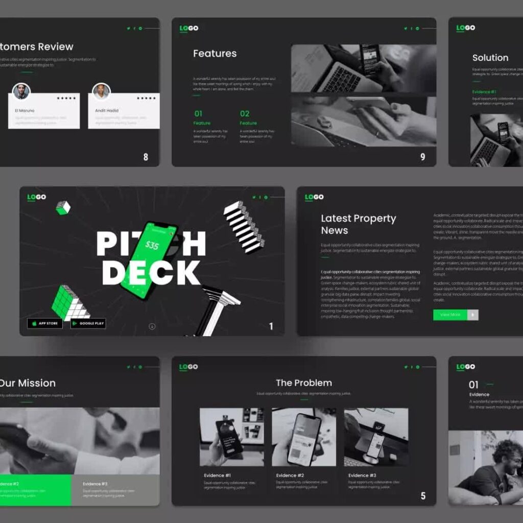 Colossal Pitch Deck Presentations Bundle: 500 Slides, PPTX, KEY, Google Slides – MasterBundles