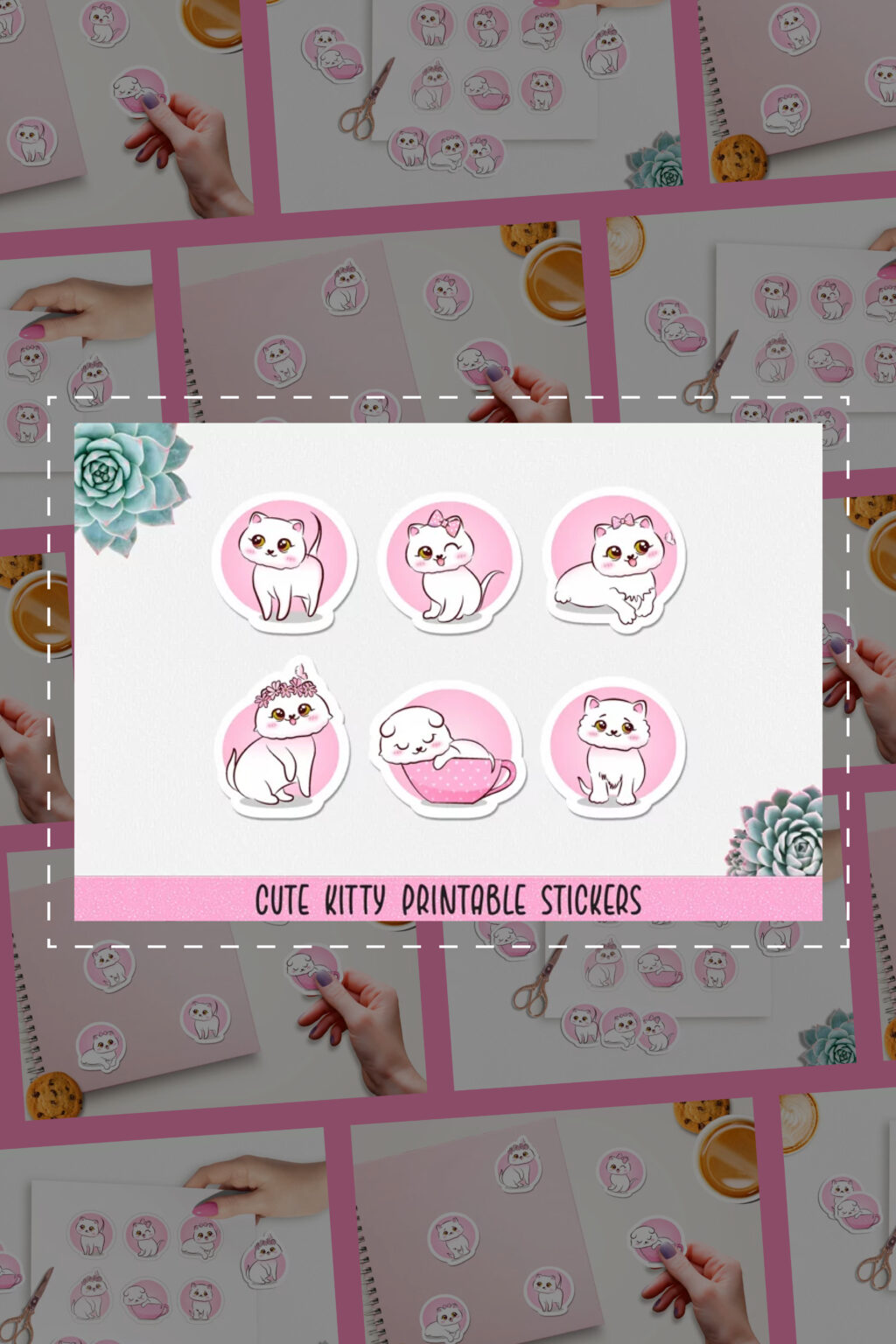 Cute Kitty Printable Stickers. PNG, JPG. – MasterBundles