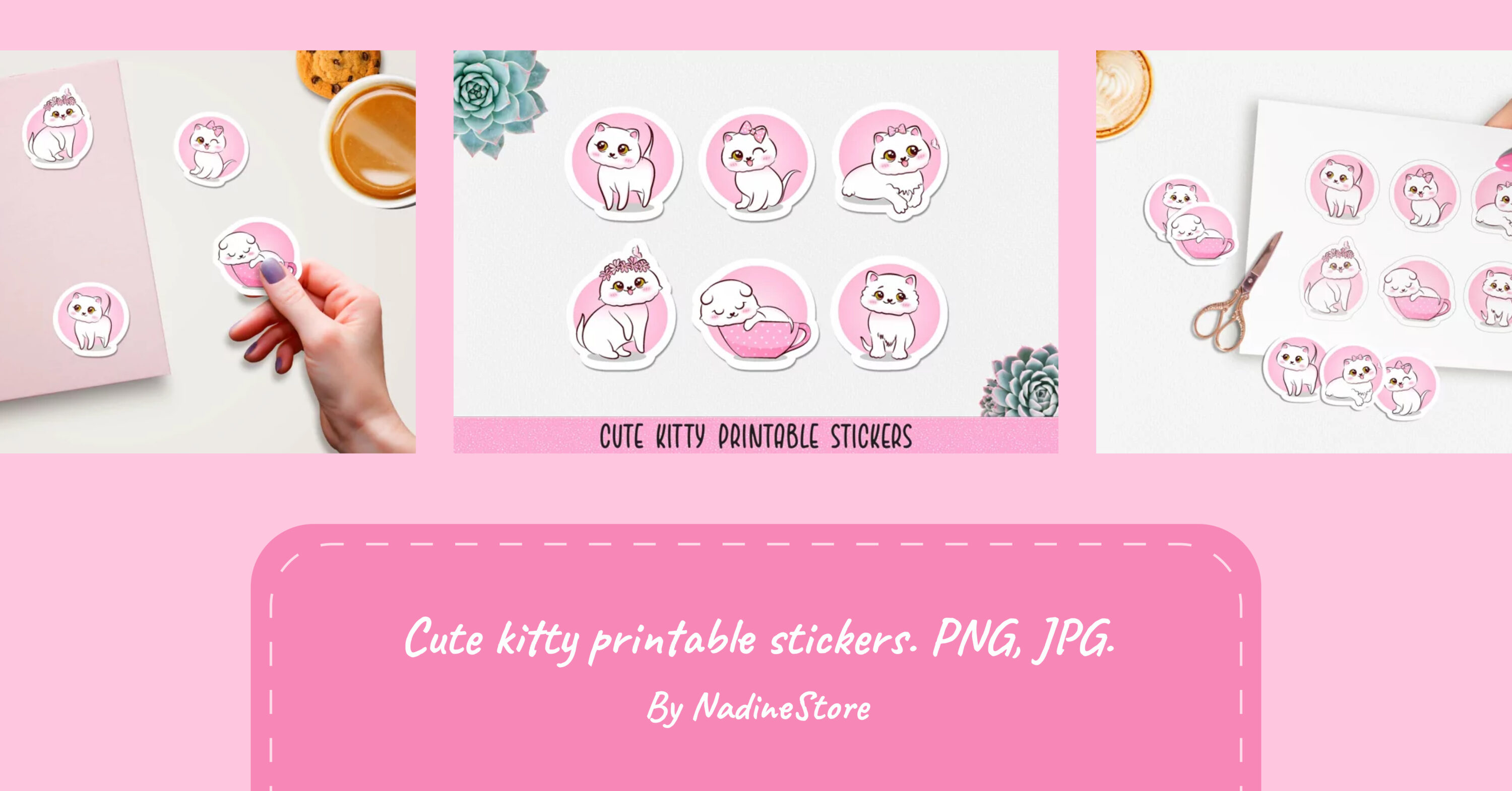 Cute Kitty Printable Stickers. PNG, JPG. – MasterBundles