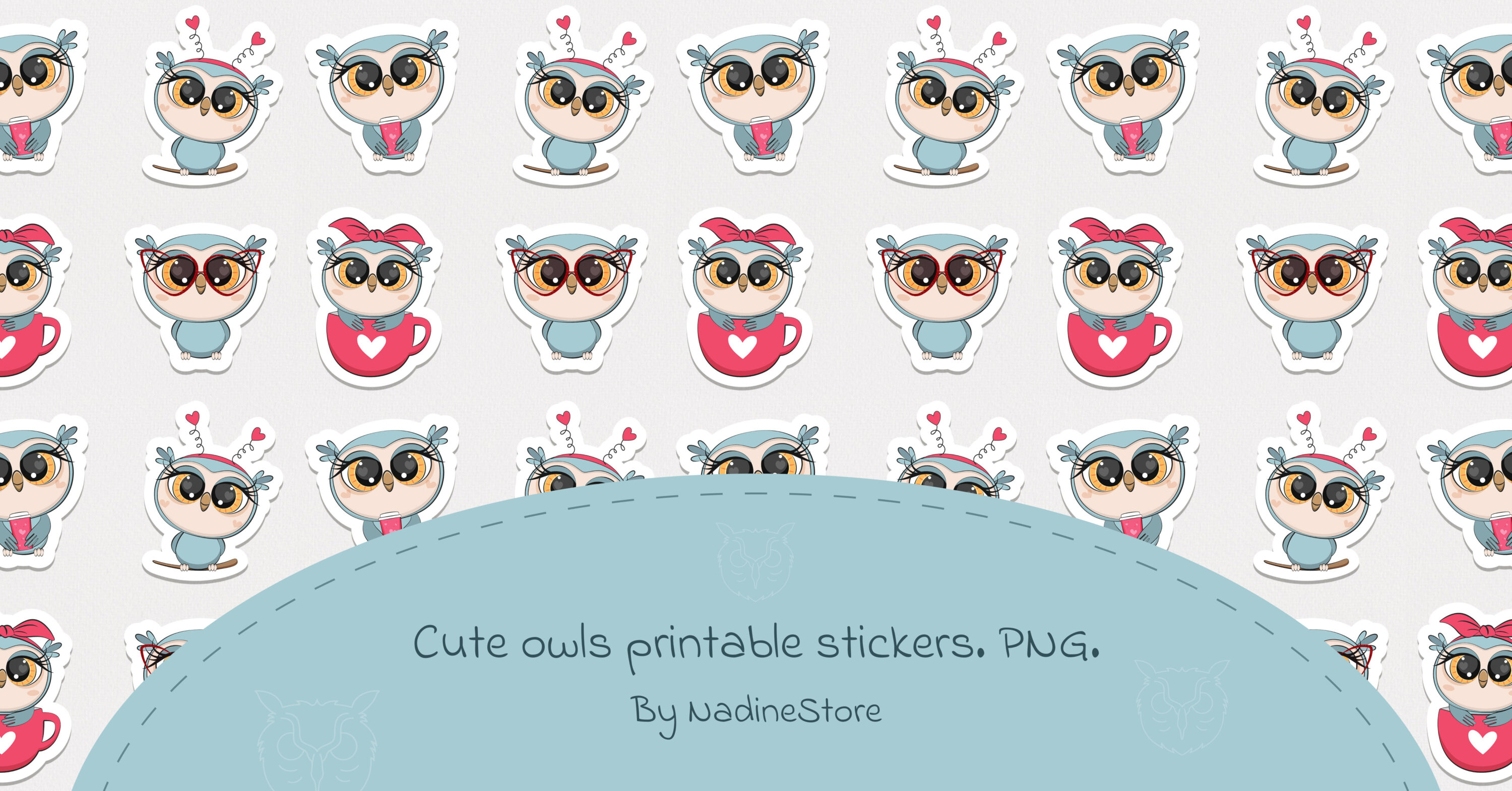 Cute Owls Printable Stickers. PNG. – MasterBundles