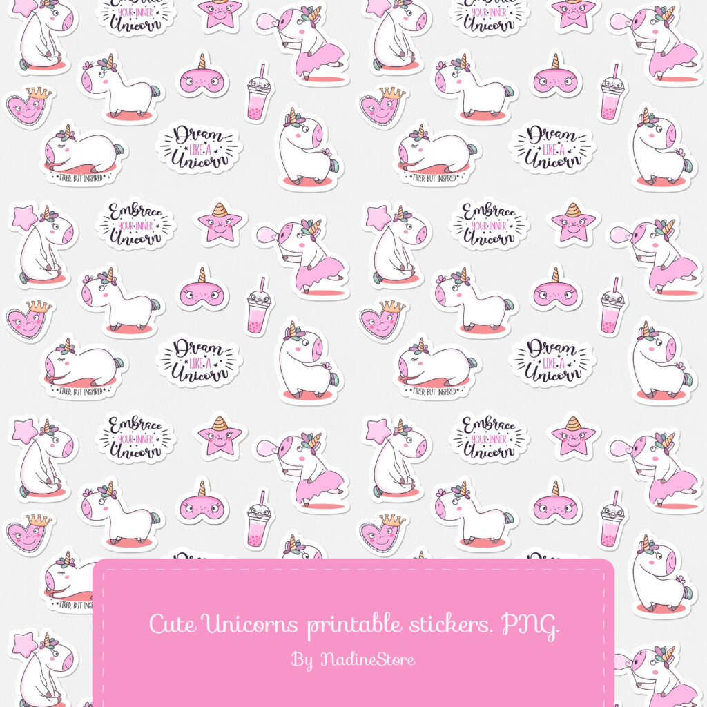 Cute Kitty Printable Stickers. PNG, JPG. | Master Bundles
