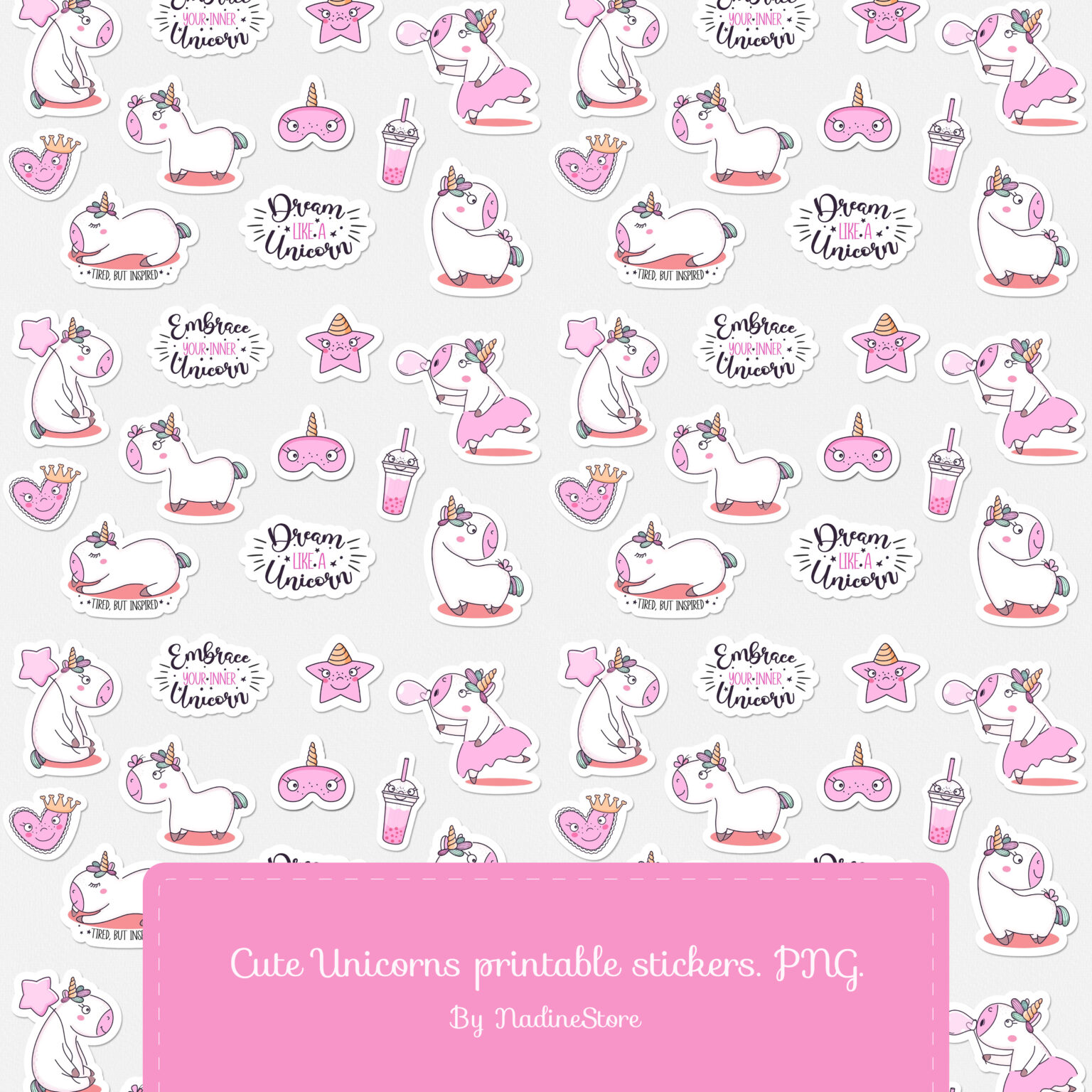 Cute Kitty Printable Stickers. PNG, JPG. | Master Bundles