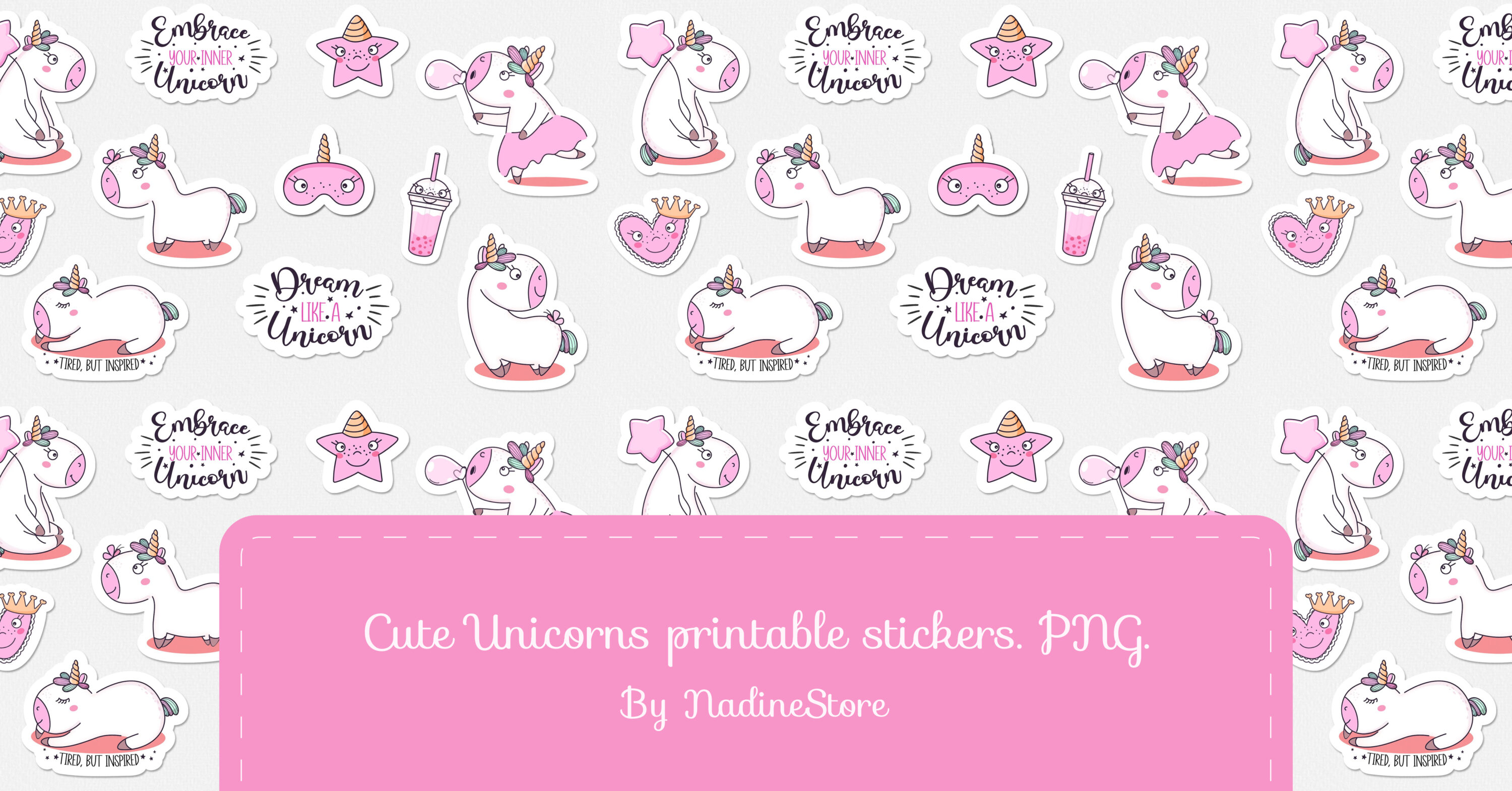 Cute Unicorns Printable Stickers. PNG. – MasterBundles