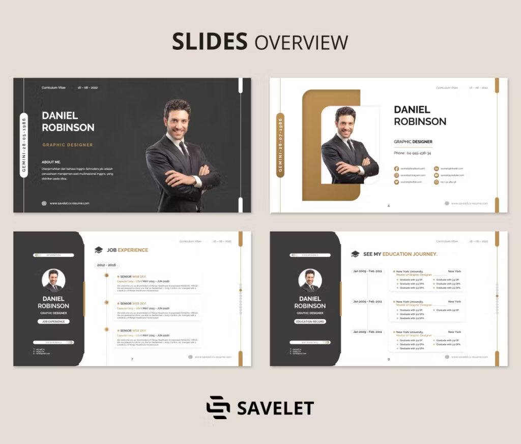 Savelet – CV Resume PPT Presentation Template – MasterBundles