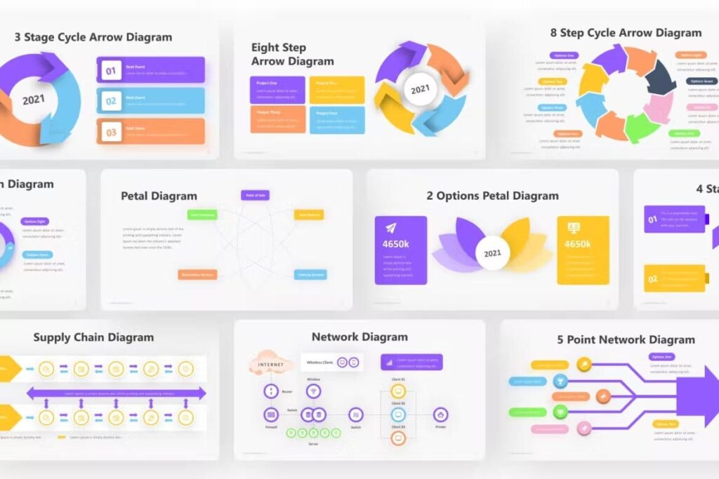 Diagram Infographic PowerPoint Template: 10 Unique Slides – MasterBundles