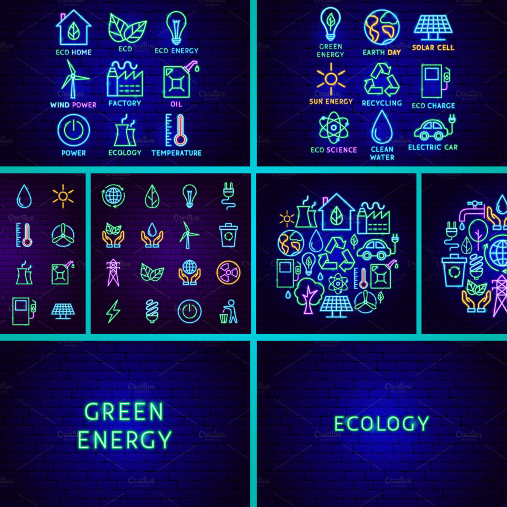 Ecology Neon Symbols – MasterBundles