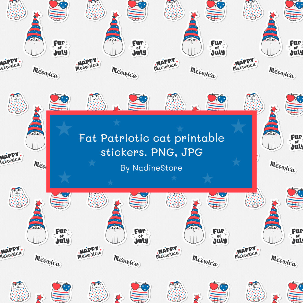 Cute Kitty Printable Stickers. PNG, JPG. | Master Bundles