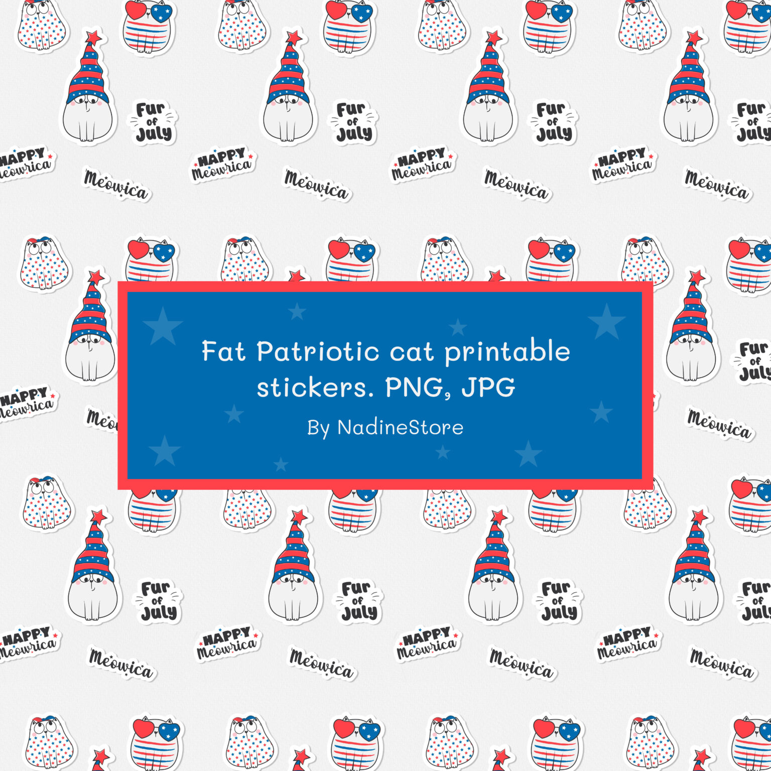 Fat Cat Christmas Printable Stickers. PNG, JPG. | Master Bundles