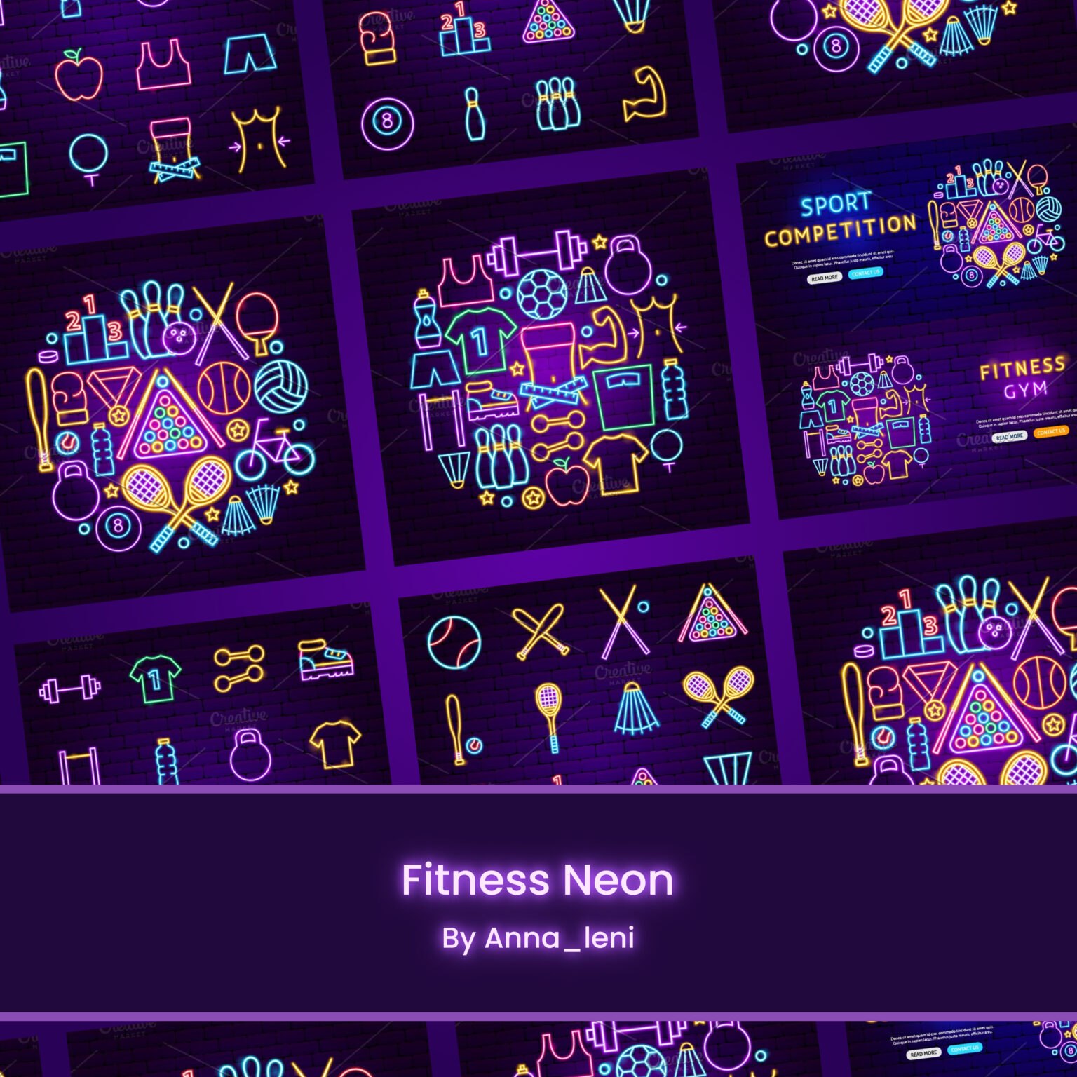 Ukraine Neon Retro Style Glowing Electric Symbols | MasterBundles
