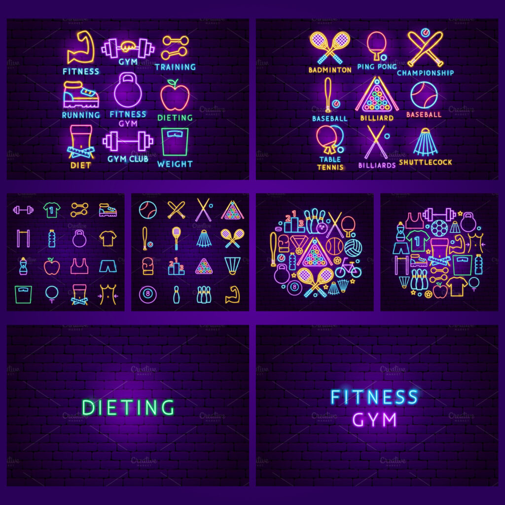 Fitness Neon Icons – MasterBundles