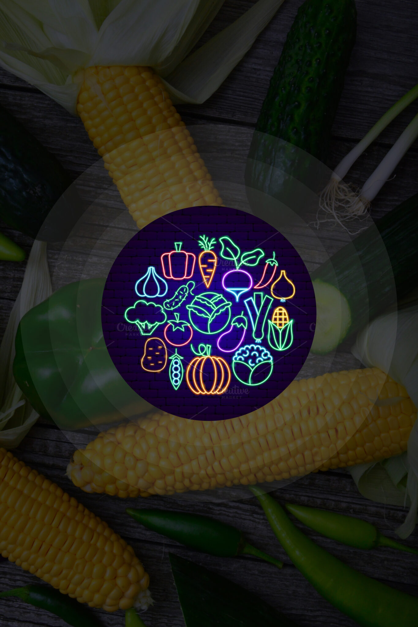 Fruit Vegetables Neon – MasterBundles