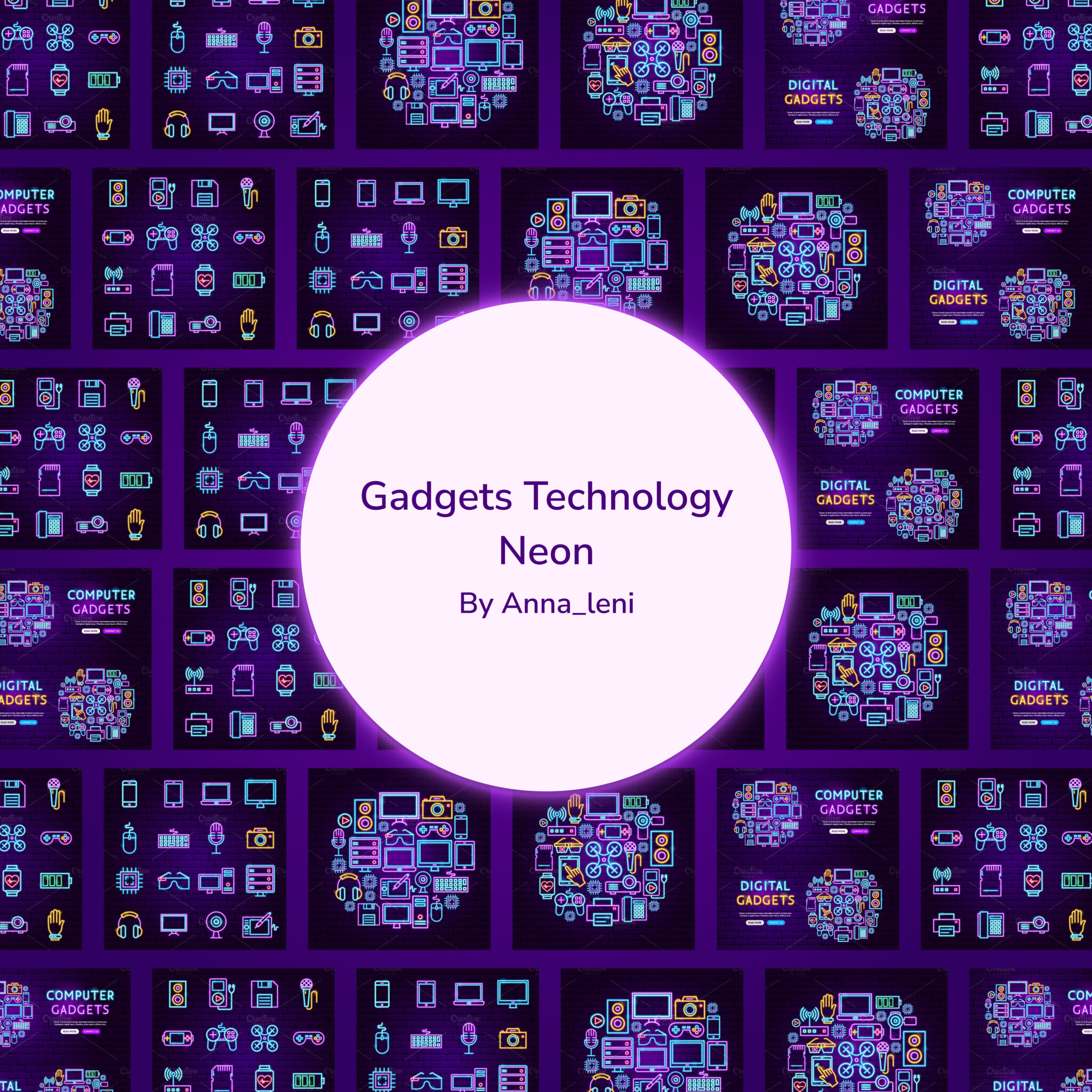 Gadgets Technology Neon Outline Vector Icons – MasterBundles
