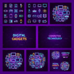 Gadgets Technology Neon Outline Vector Icons – MasterBundles