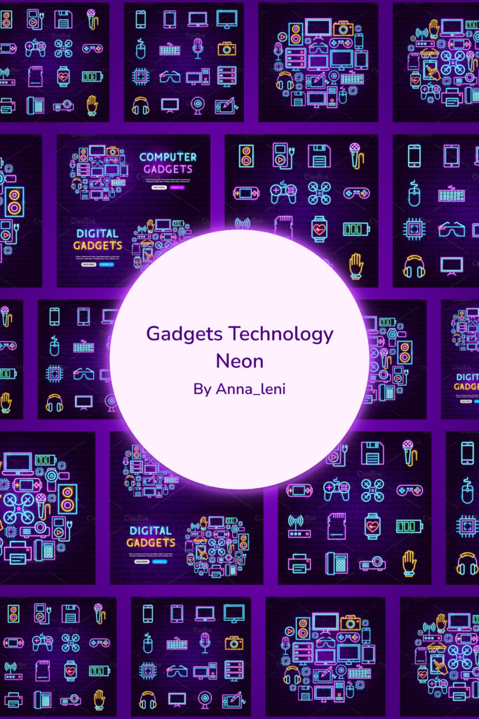 Gadgets Technology Neon Outline Vector Icons – MasterBundles