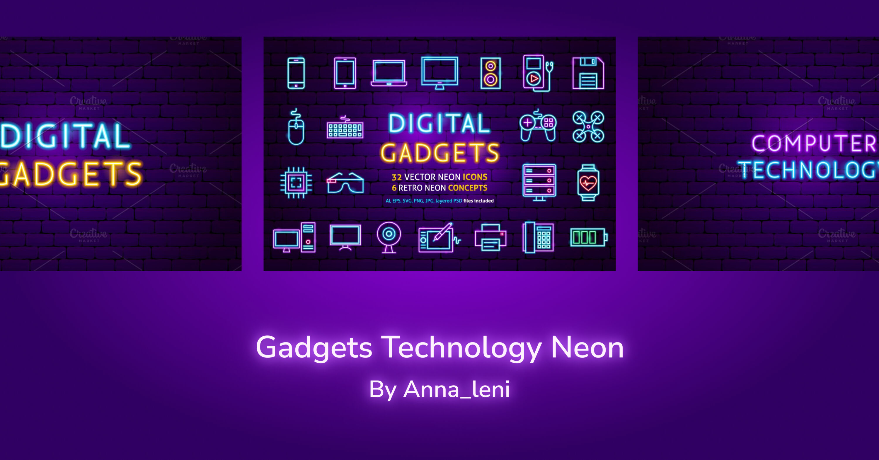Gadgets Technology Neon Outline Vector Icons – MasterBundles
