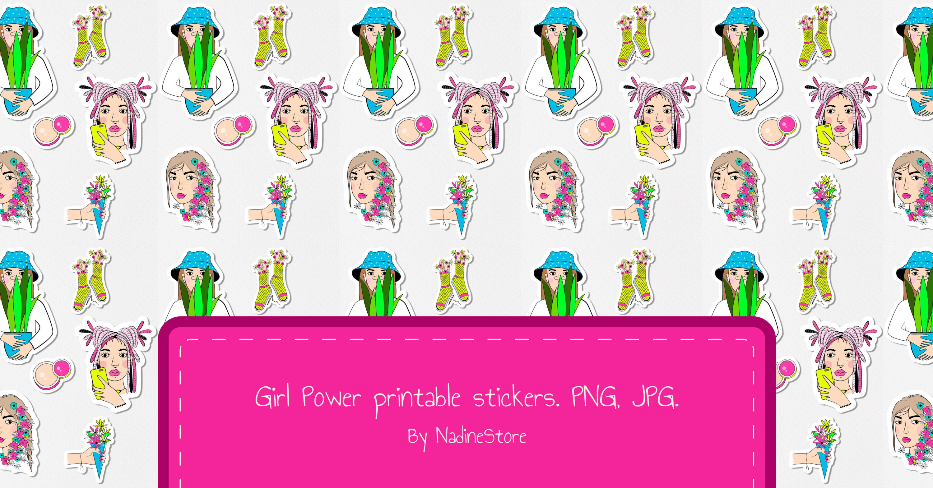 Girl Power Printable Stickers. PNG, JPG. – MasterBundles