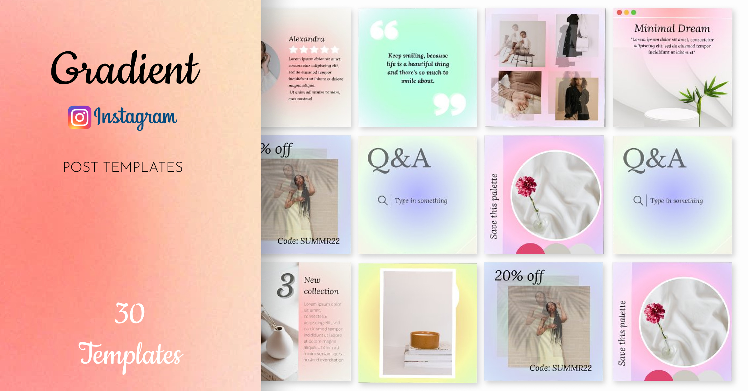 Gradient Instagram Post Templates – MasterBundles