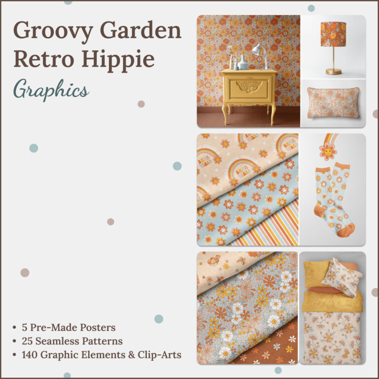 Groovy Garden Retro Hippie Graphics – MasterBundles