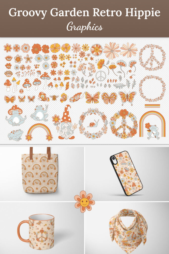 Groovy Garden Retro Hippie Graphics – MasterBundles
