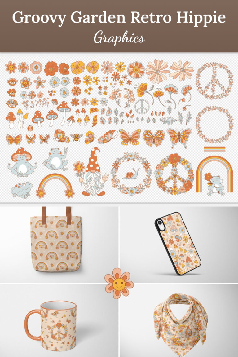 Groovy Garden Retro Hippie Graphics – MasterBundles