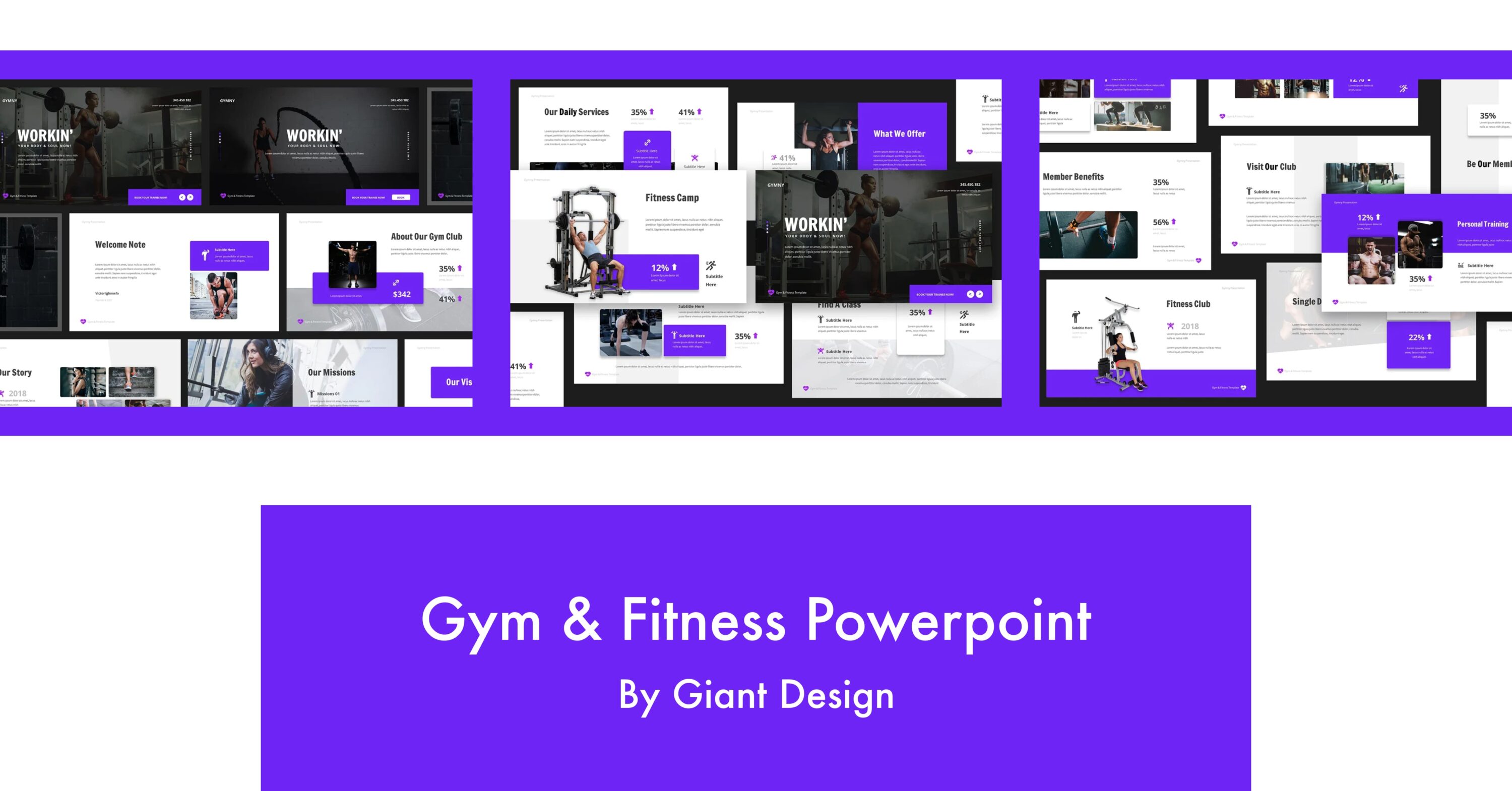 Gym & Fitness Powerpoint: 30 Slides – MasterBundles
