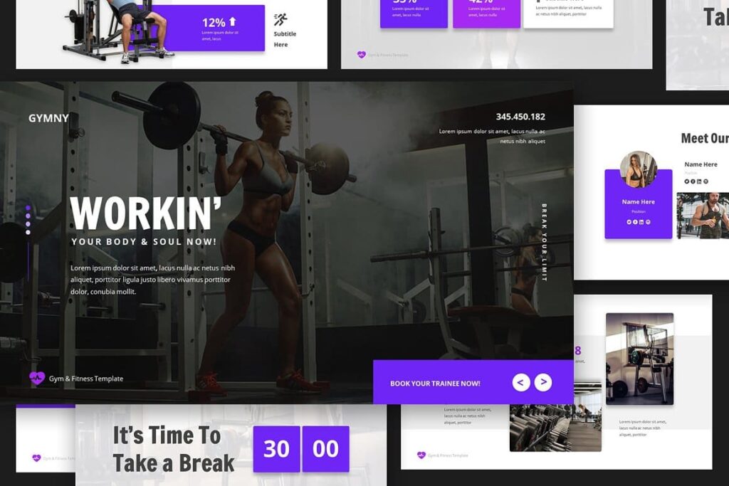 Gym & Fitness Powerpoint: 30 Slides – MasterBundles