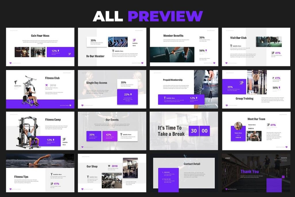 Gym & Fitness Powerpoint: 30 Slides – MasterBundles