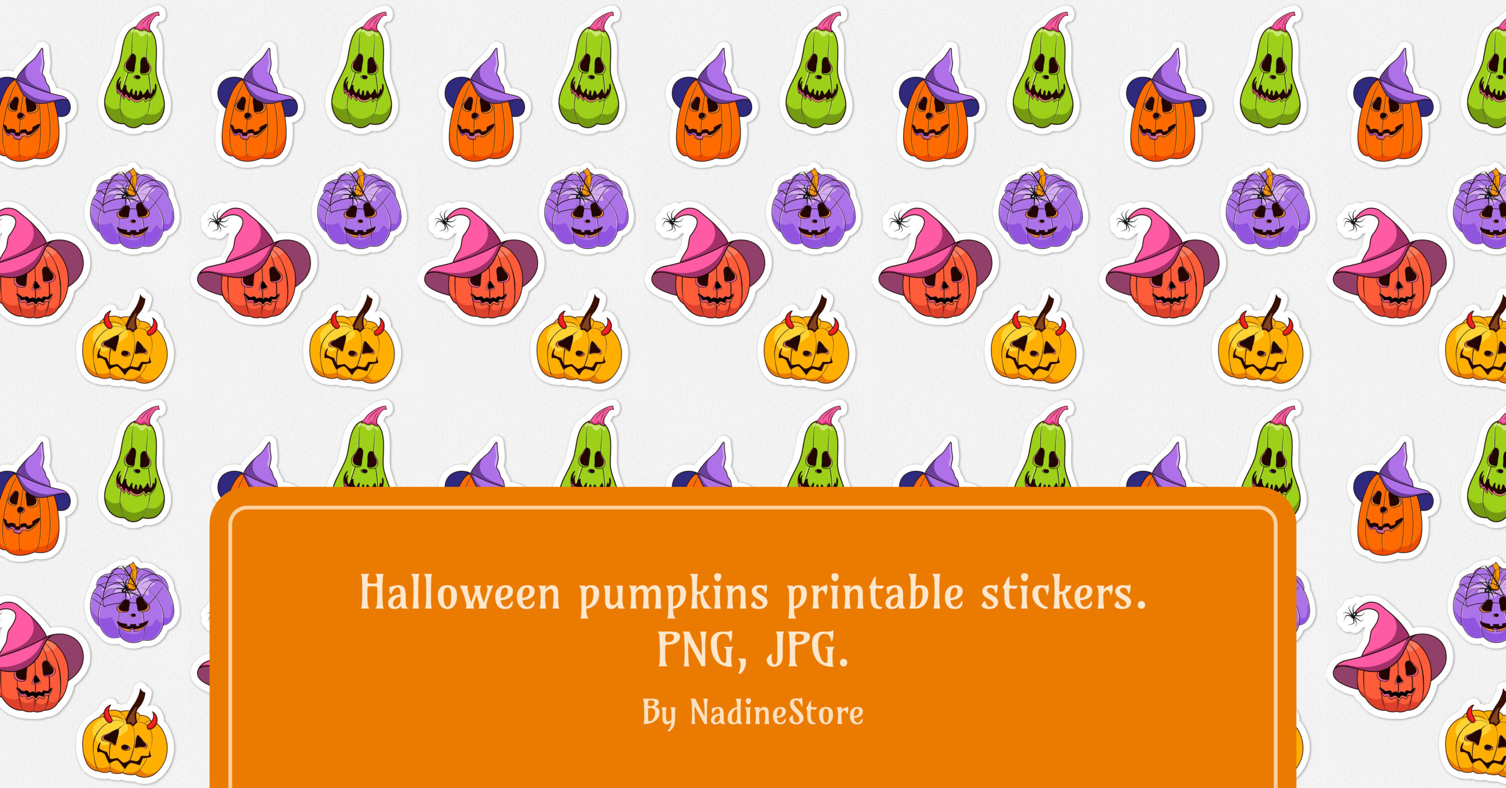 Halloween Pumpkins Printable Stickers. PNG, JPG. – MasterBundles