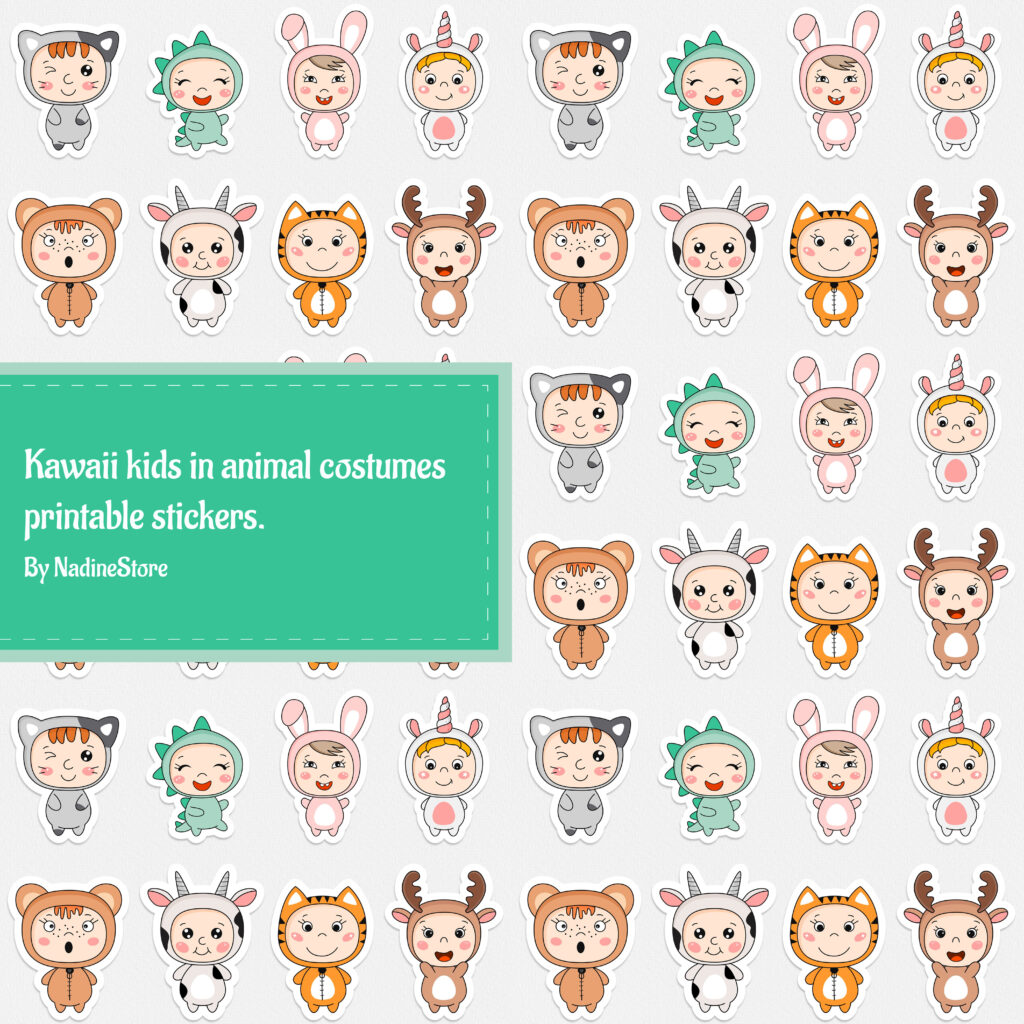 Cute Hearts Kawaii printable stickers. - MasterBundles