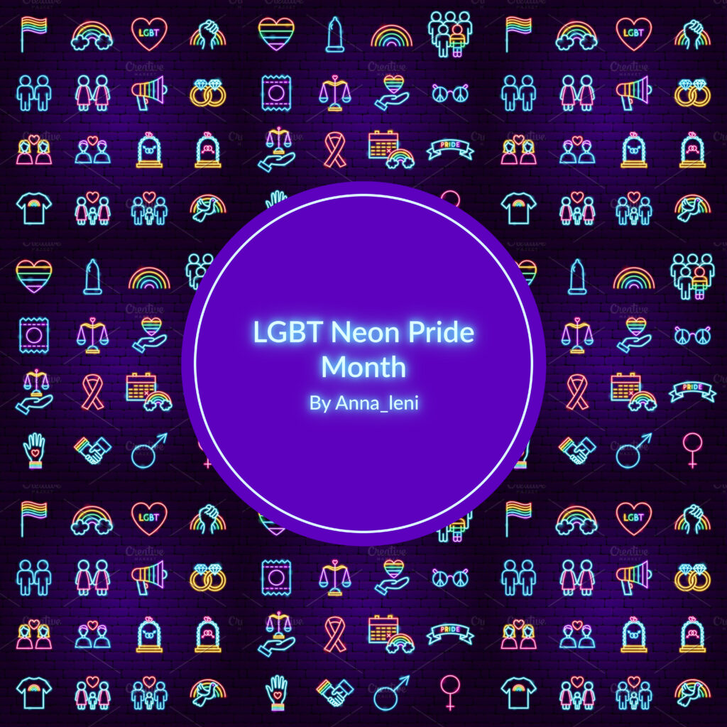 LGBT Neon Pride Month Icons – MasterBundles