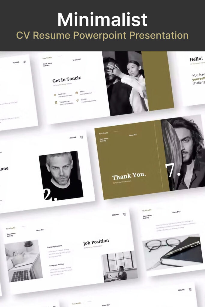 Minimalist CV Resume Powerpoint Presentation – MasterBundles