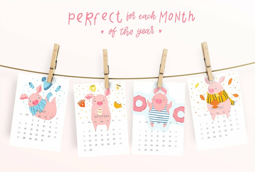 Funny Pig - Calendar – MasterBundles