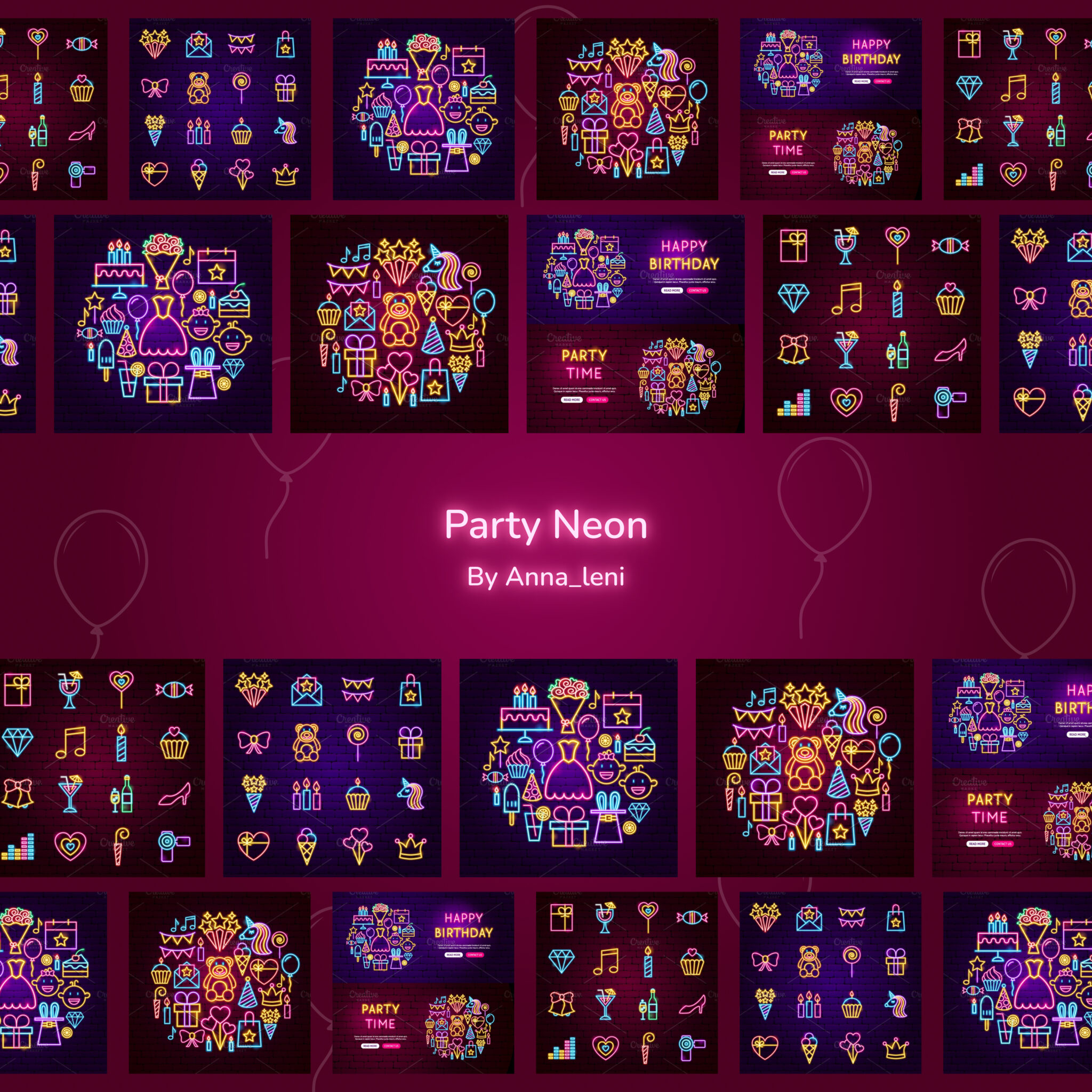 Party Neon Outline Vector Icons – MasterBundles