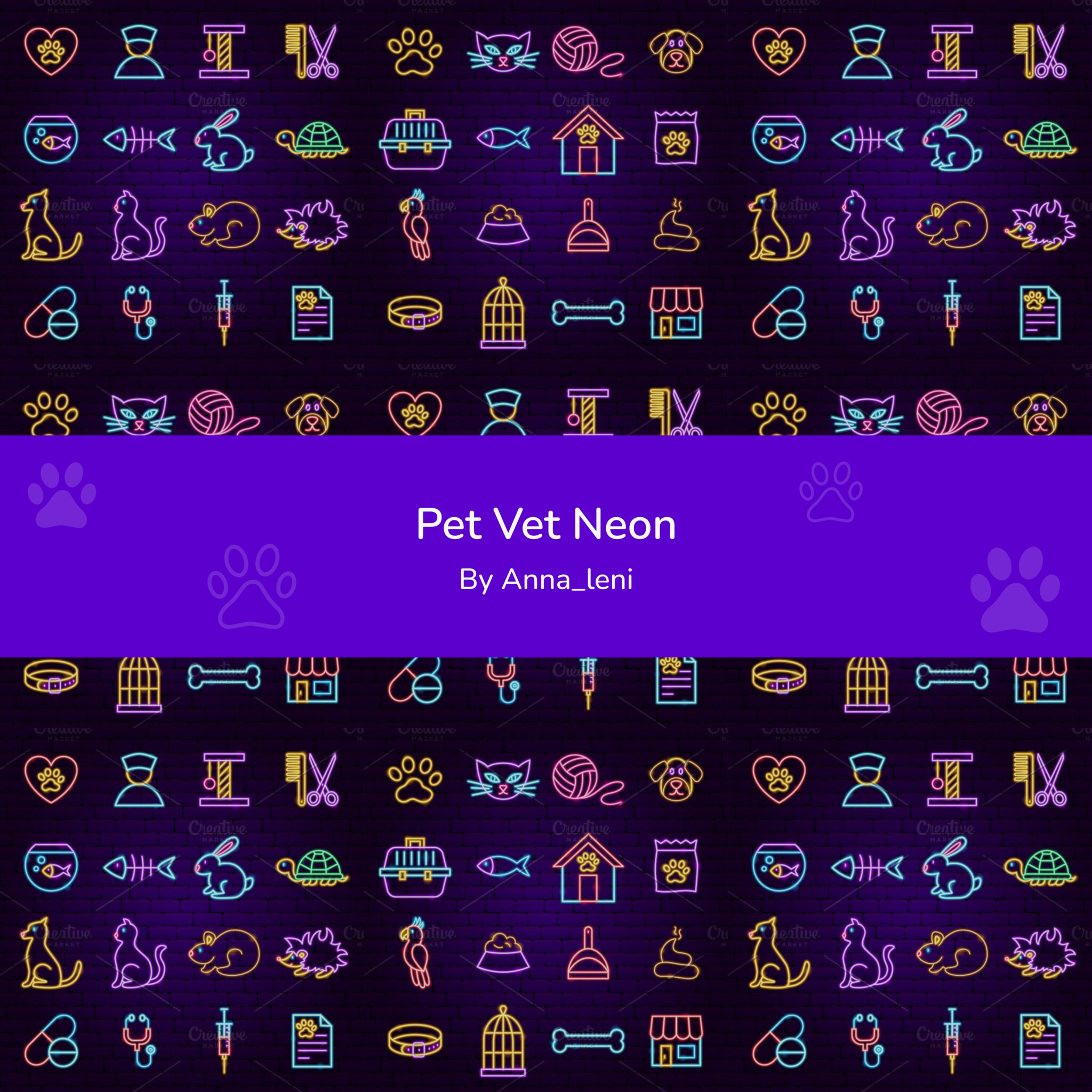 Pet Vet Neon Outline Vector Icons – MasterBundles
