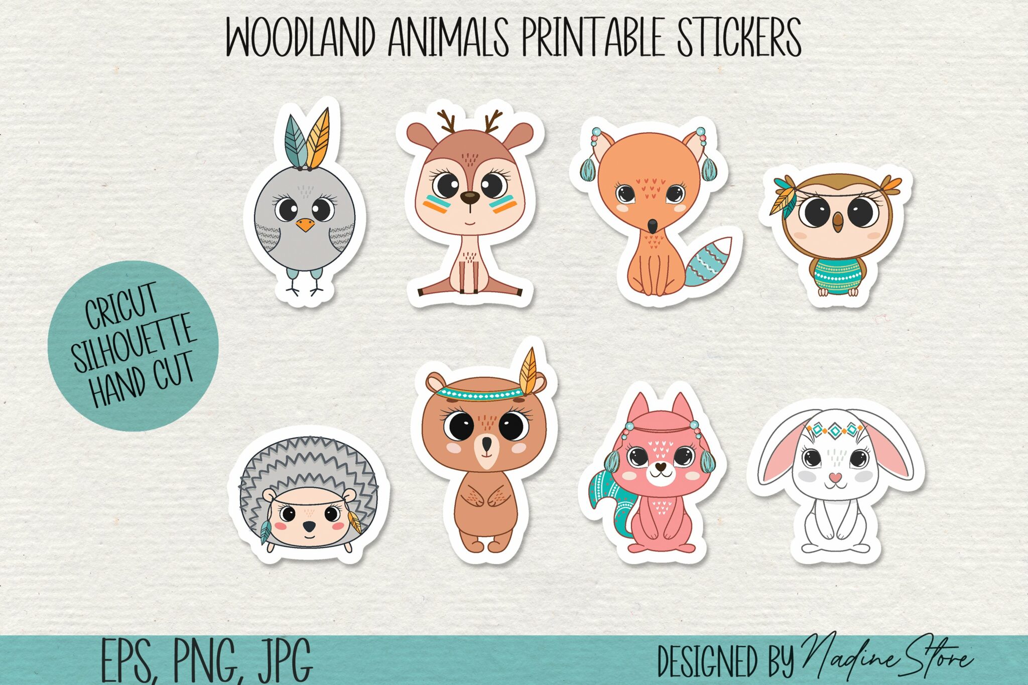 Woodland Animals Printable Stickers. EPS, JPG, PNG. – MasterBundles