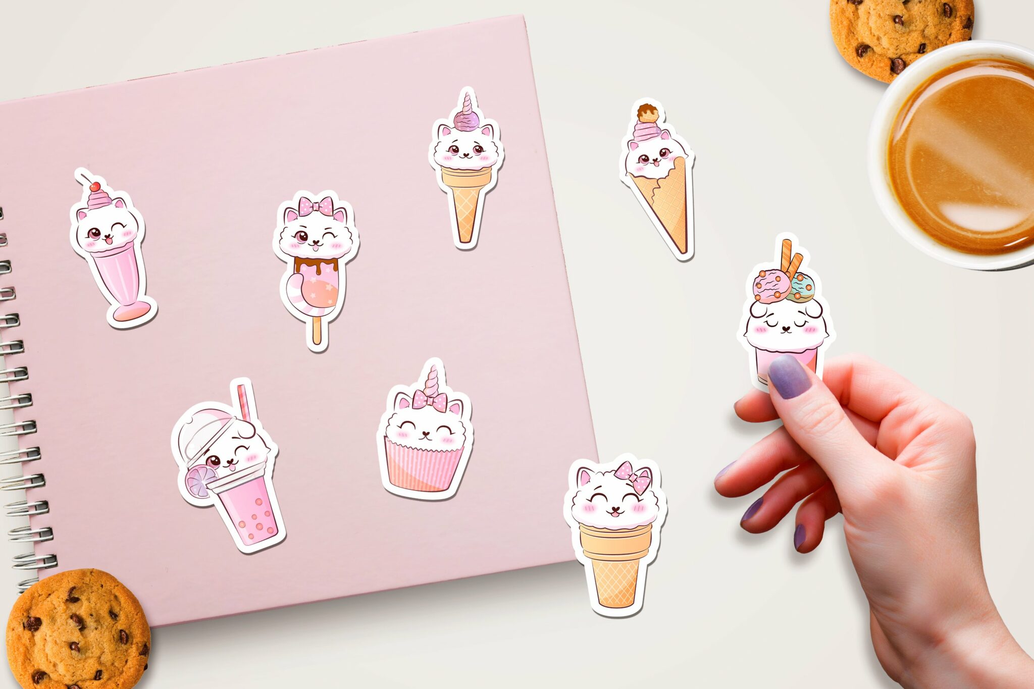 Cute Sweet Cats Printable Stickers. PNG, JPG. – MasterBundles