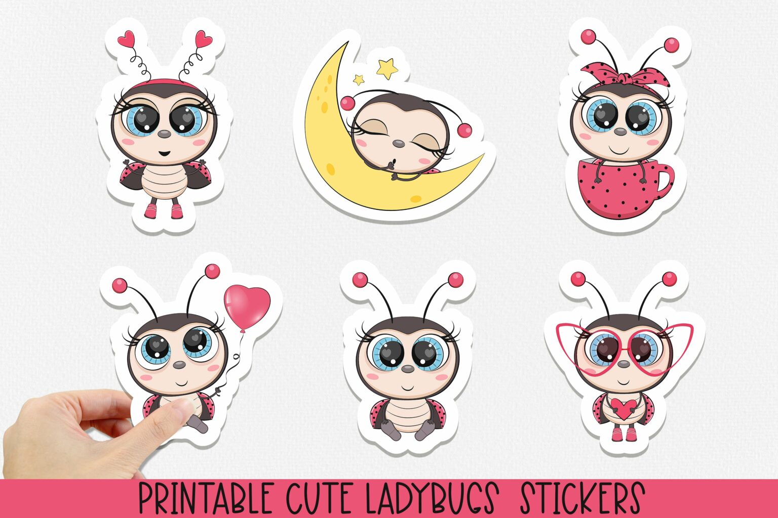 Cute Ladybugs Printable Stickers. PNG. – MasterBundles