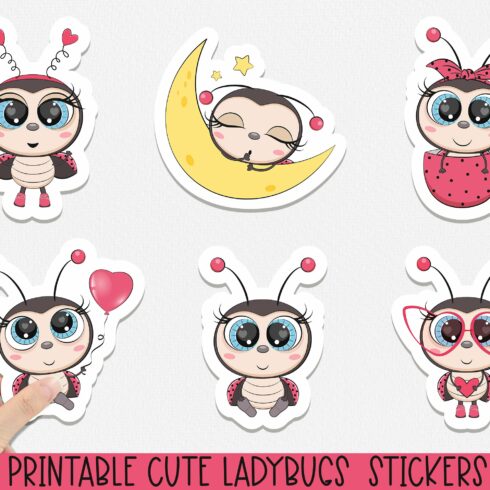 Cute Ladybugs Printable Stickers. PNG. | Master Bundles