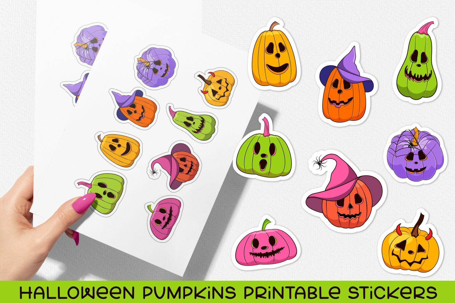 Halloween Pumpkins Printable Stickers. PNG, JPG. – MasterBundles