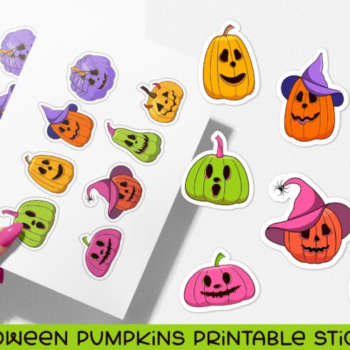 Halloween Pumpkins Printable Stickers. PNG, JPG. | Master Bundles
