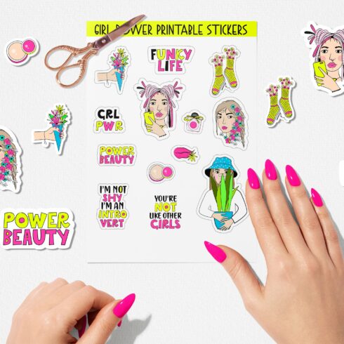 Girl Power Printable Stickers. PNG, JPG. | Master Bundles