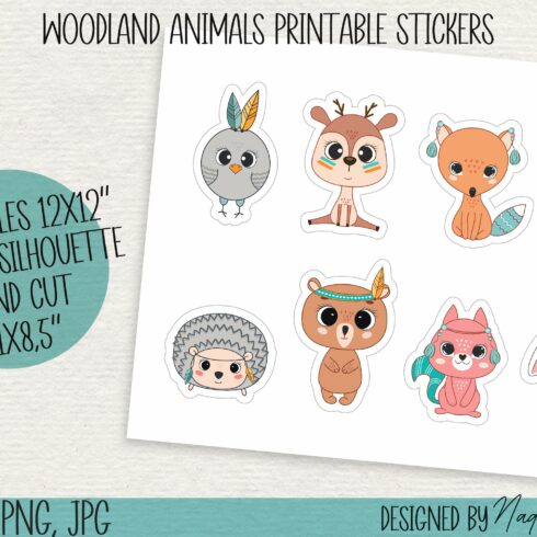 Woodland Animals Printable Stickers. EPS, JPG, PNG. | Master Bundles