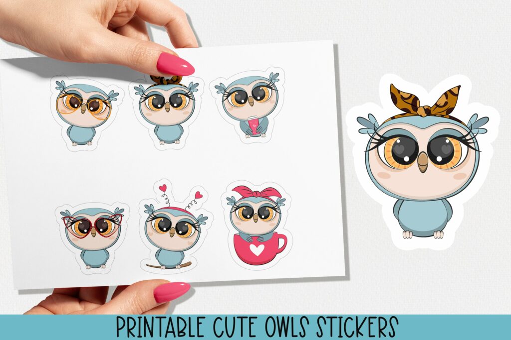 Cute Owls Printable Stickers. PNG. – MasterBundles