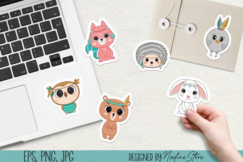Woodland Animals Printable Stickers. EPS, JPG, PNG. – MasterBundles