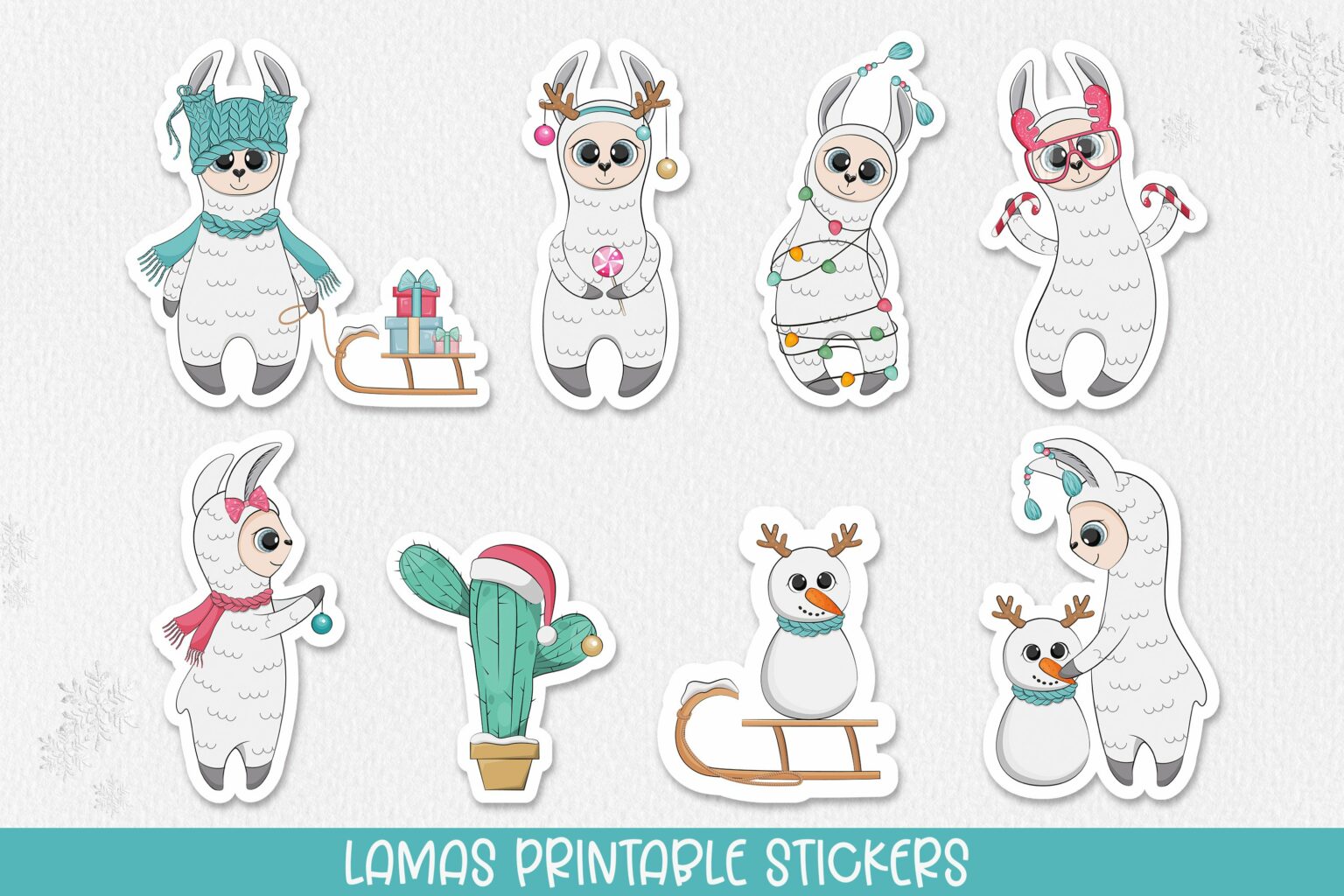 Lamas Printable Stickers. PNG, JPG. – MasterBundles
