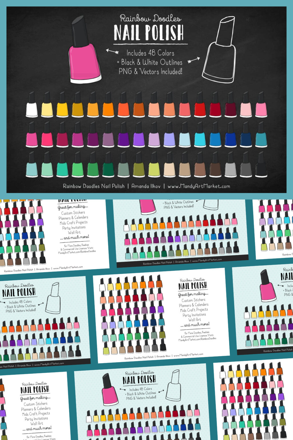 Rainbow Doodles Nail Polish Clipart – MasterBundles
