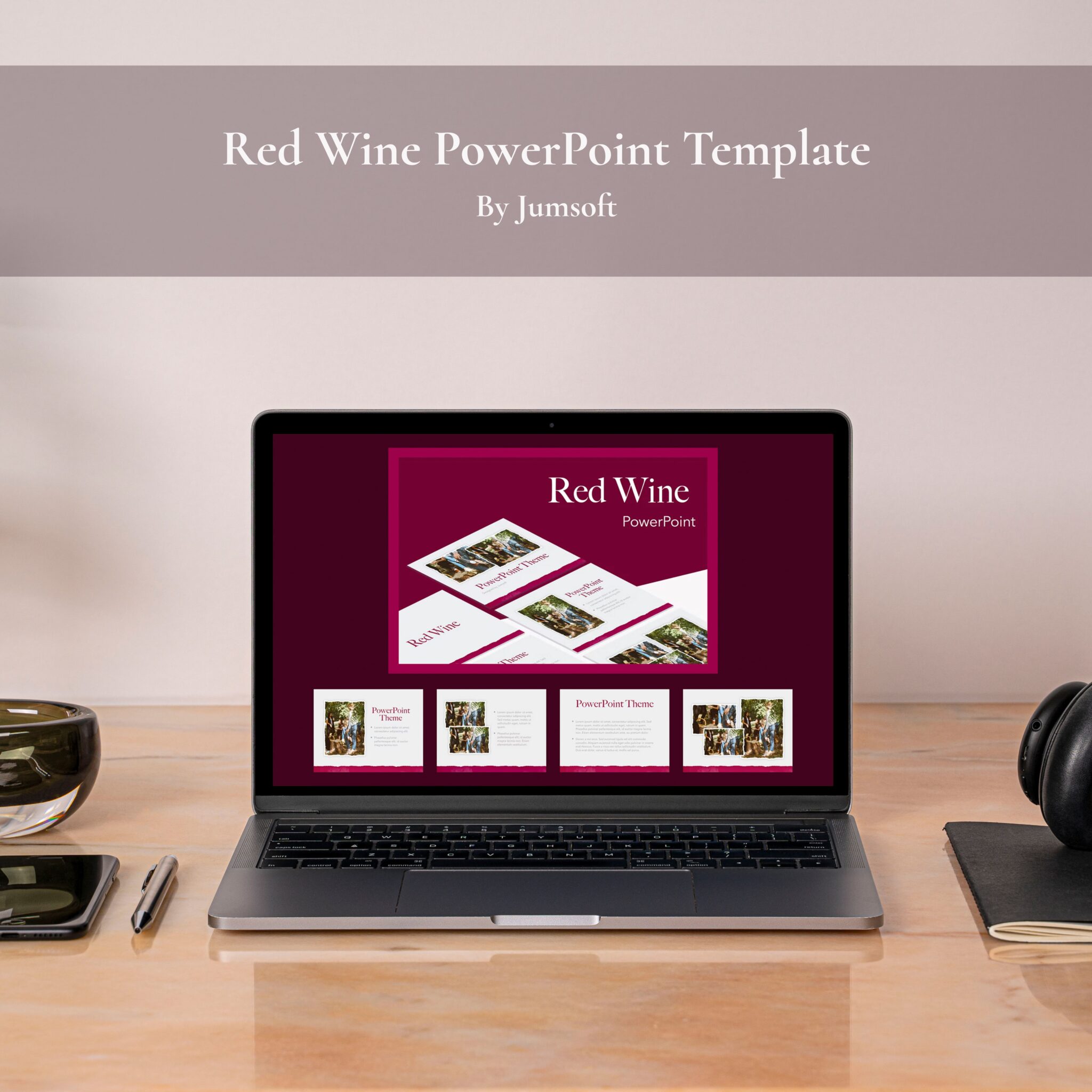 Modern Style Shop Wine PowerPoint Template – MasterBundles