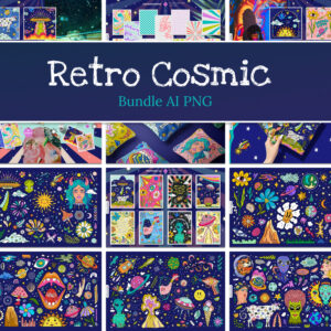 RETRO Cosmic - Bundle AI PNG – MasterBundles