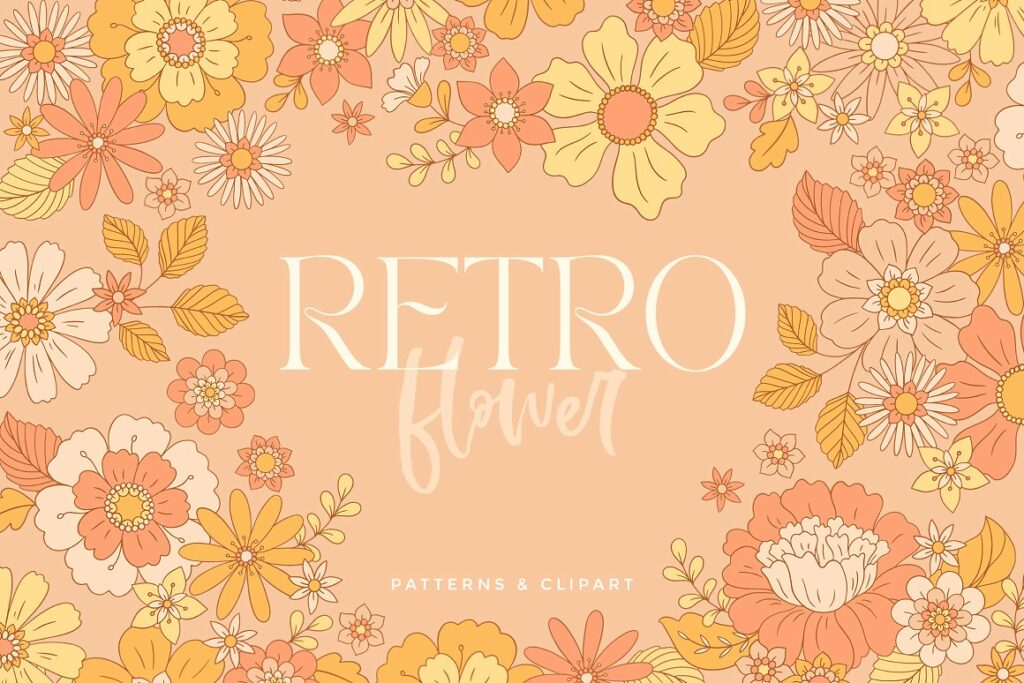 Retro Flower - Patterns & Clipart – MasterBundles